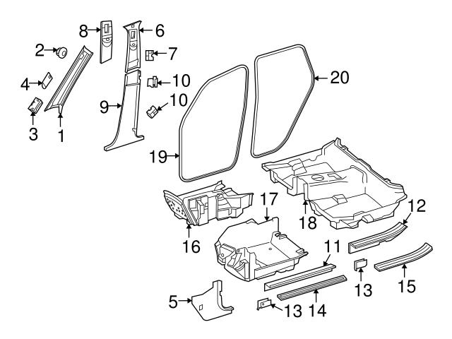 Genuine Mercedes 25368601009051 Door Trim Sill Plate Insert Clip; Rear ...