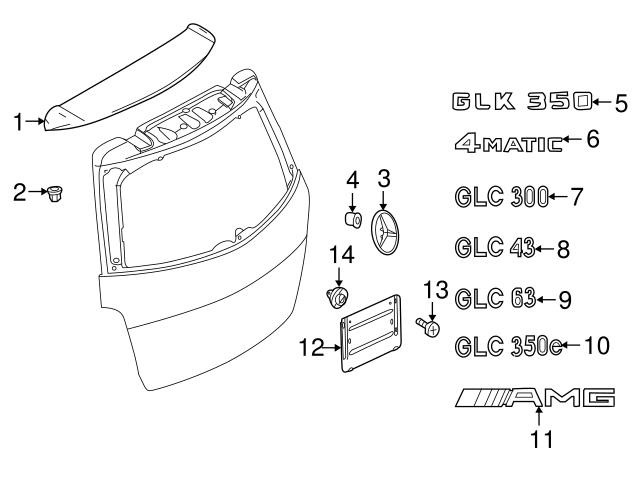 Genuine Mercedes 2538171700 Hatch Emblem; Rear - Mercedes