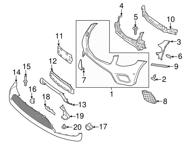 Genuine Mercedes 2538855100 Bumper Cover Cap; Front Left - Mercedes