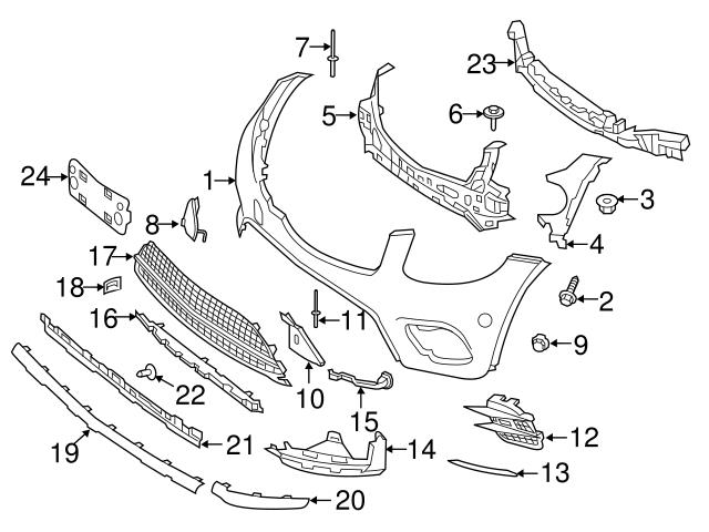 Genuine Mercedes 2538855400 Grille Molding; Front Right Lower - Mercedes