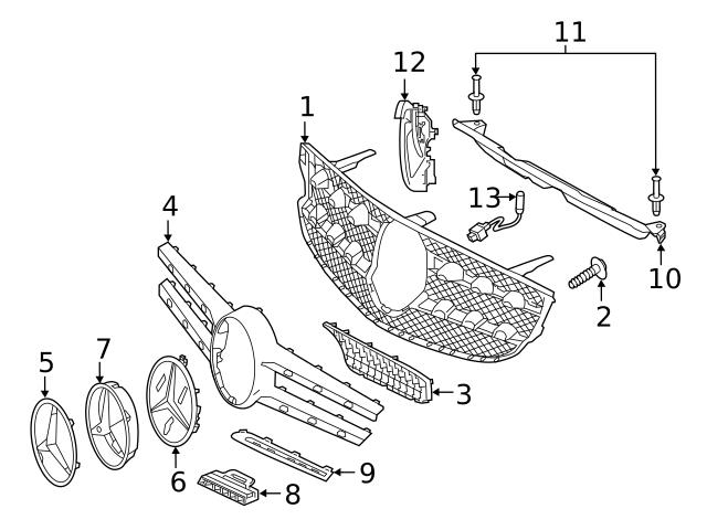 Genuine Mercedes 25388823009040 Grille Molding; Front - Mercedes