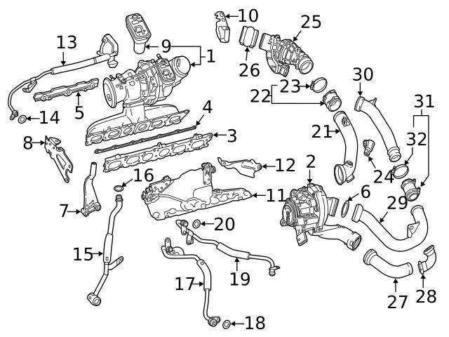 Genuine Mercedes 2561421000 Turbocharger Mount Heat Shield; Right ...