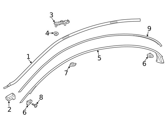 Genuine Mercedes 2576730100 Roof Drip Molding Seal; Left - Mercedes
