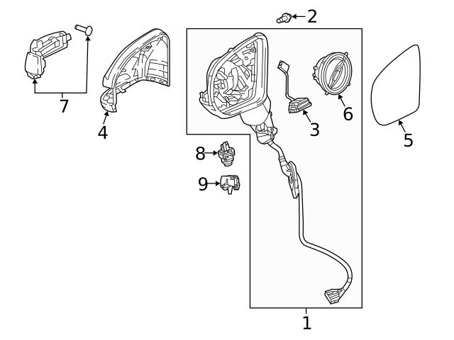 Genuine Mercedes 2578108300 Door Mirror; Front Left - Mercedes