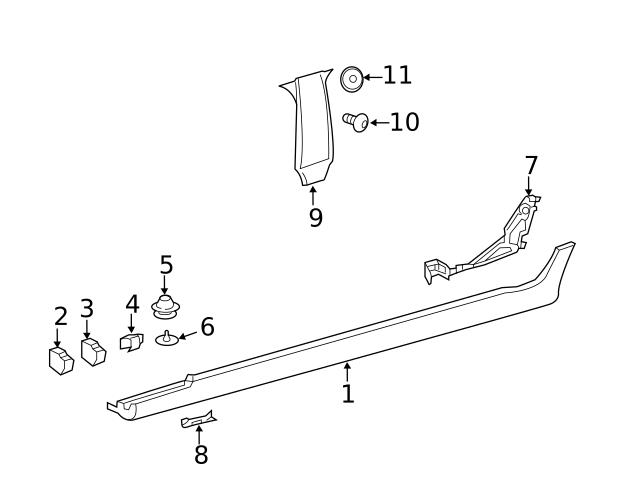 Genuine Mercedes 2579910171 Rocker Panel Molding Clip; Left, Right ...