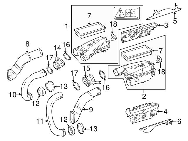 Genuine Mercedes 2780940797 Air Intake Hose; Left - Mercedes | 2780940397