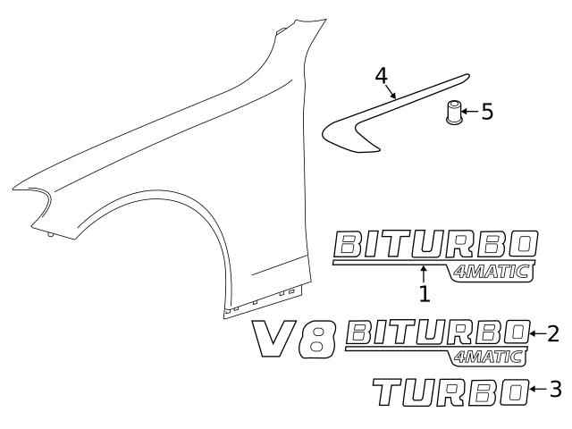 Genuine Mercedes 2908171600 Fender Emblem; Front Left/Right - Mercedes