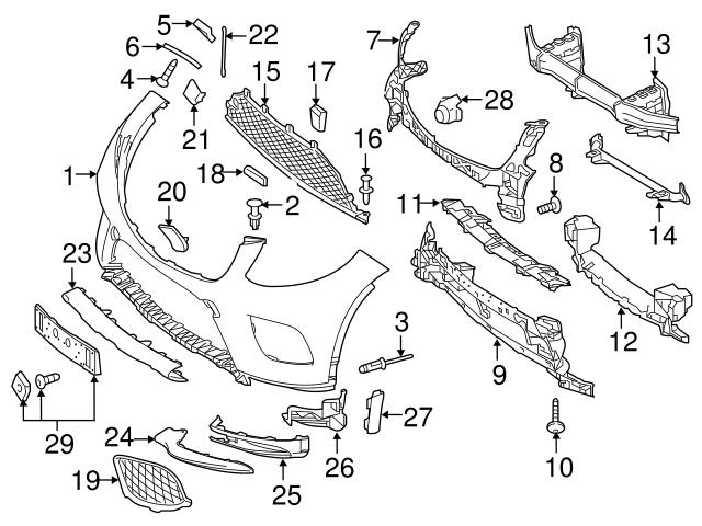 Genuine Mercedes 2928850124 Bumper Corner Cover Bracket; Right - Mercedes