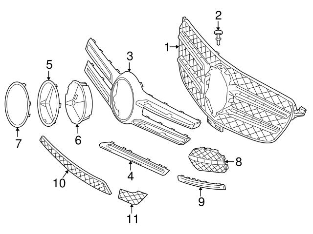 Genuine Mercedes 292888018564 Grille Molding; Front Left Lower ...