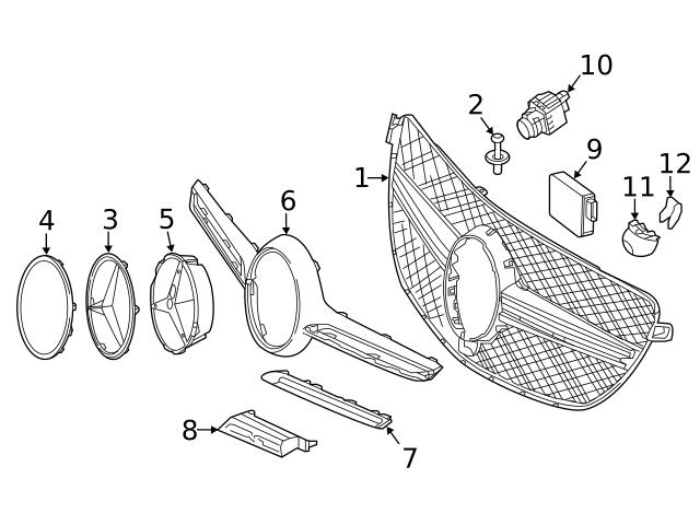 Genuine Mercedes 29288803239040 Grille Molding; Front - Mercedes
