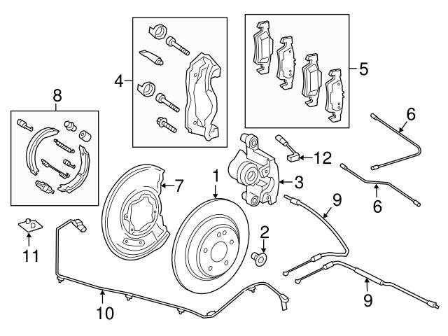 Genuine Mercedes 4474200685 Parking/Emergency Brake Cable; Rear Left ...