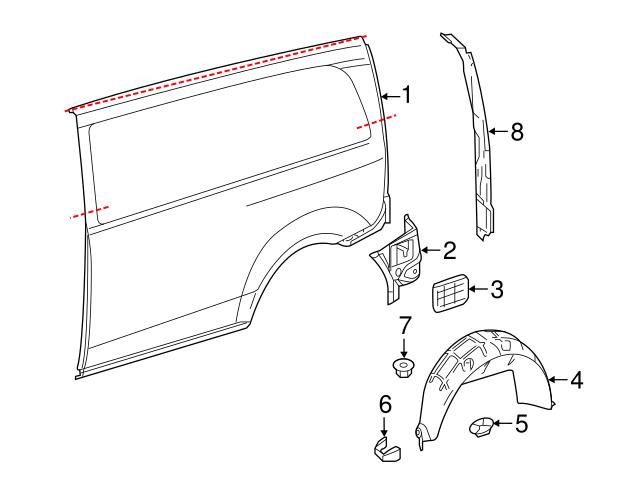 Genuine Mercedes 4476300205 Quarter Panel Extension; Left - Mercedes