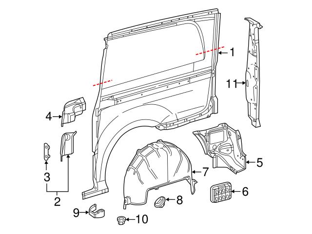 Genuine Mercedes 4476300305 Quarter Panel Extension; Right - Mercedes