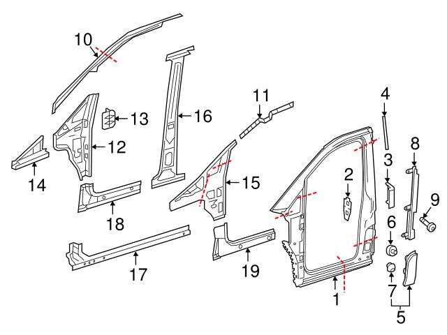 Genuine Mercedes 4476308900 Door Lock Striker Plate; Left, Right - Mercedes