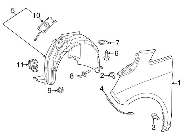 Genuine Mercedes 4478890095 Fender Insulator; Left - Mercedes