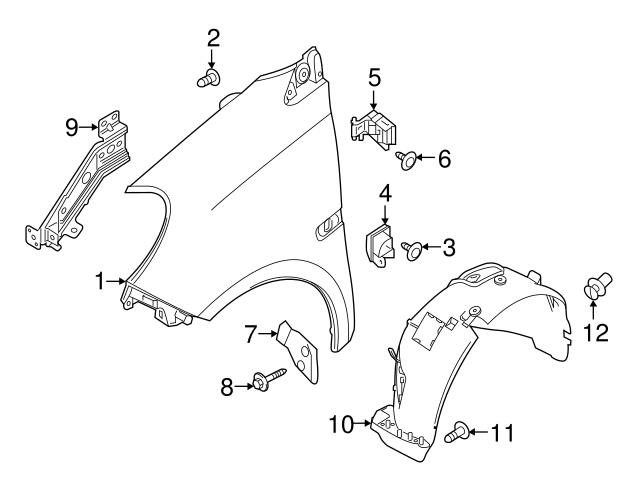 Genuine Smart 4538890116 Fender Rail Reinforcement Bracket; Left - Smart