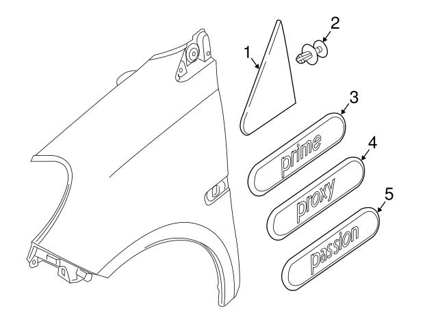 Genuine Smart 4538890125 Fender Molding; Right - Smart