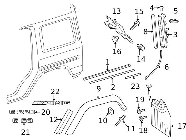 Genuine Mercedes 4636116100 Quarter Panel Extension; Left - Mercedes