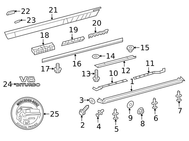 Genuine Mercedes 46369832007C45 Door Trim Molding; Right - Mercedes