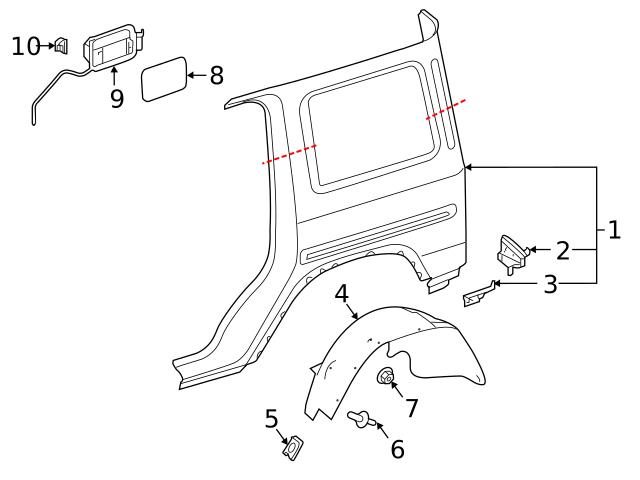 Genuine Mercedes 4637500200 Fuel Filler Door; Rear - Mercedes