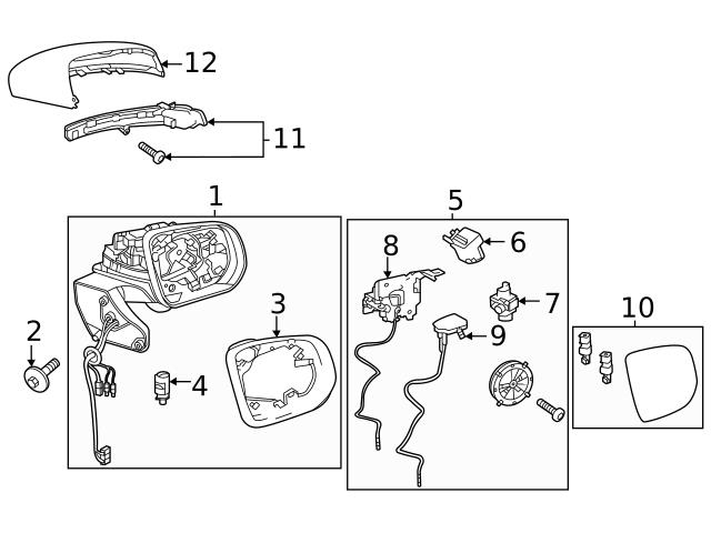 Genuine Mercedes 4638108600 Door Mirror; Front Right - Mercedes