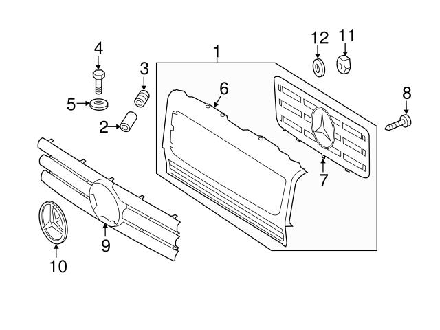 Genuine Mercedes 4638802200 Grille; Front Upper - Mercedes