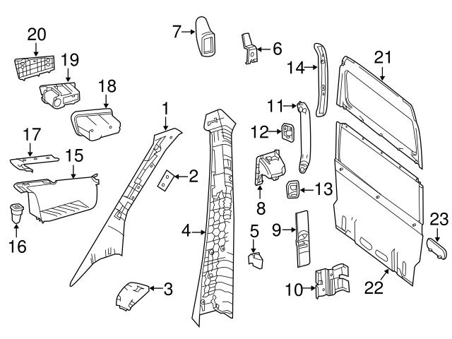 Genuine Mercedes 9066360614 A Pillar Trim Panel Bracket; Left, Right ...