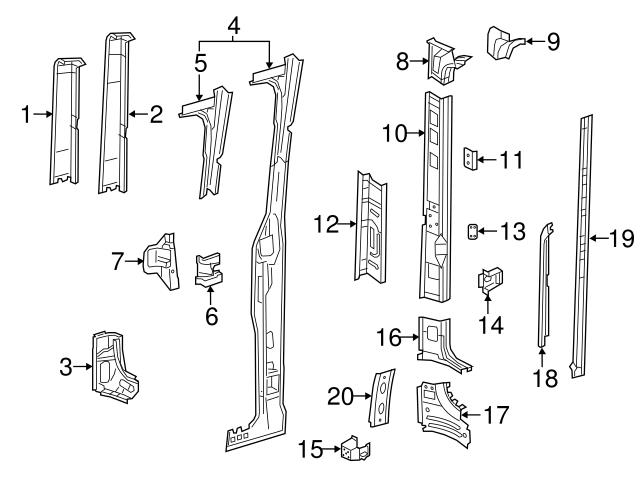 Genuine Mercedes 9066364510 Body D-Pillar Opening Frame Bracket; Right ...