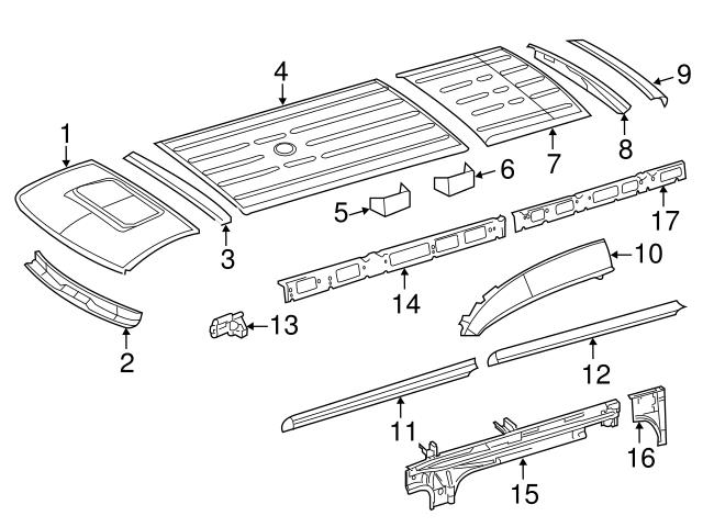 Genuine Mercedes 9066500321 Roof Bow Bracket; Front - Mercedes