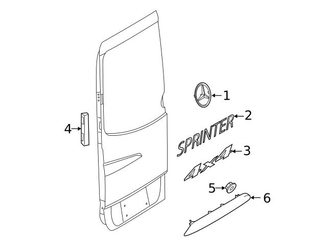 Genuine Mercedes 9078171300 Door Emblem; Rear - Mercedes