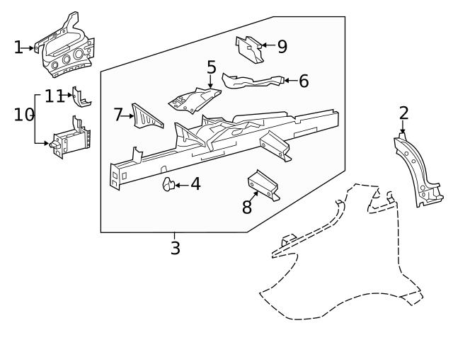 Genuine Mercedes 9106209300 Fender Reinforcing Bar; Right - Mercedes
