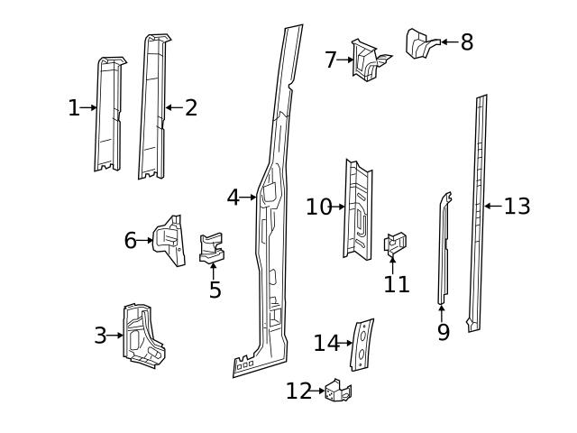 Genuine Mercedes 9106370200 Body C-Pillar Trim Panel Washer; Left ...