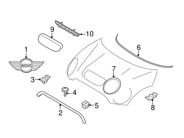 Genuine Mini 51132751359 Hood Molding; Rear