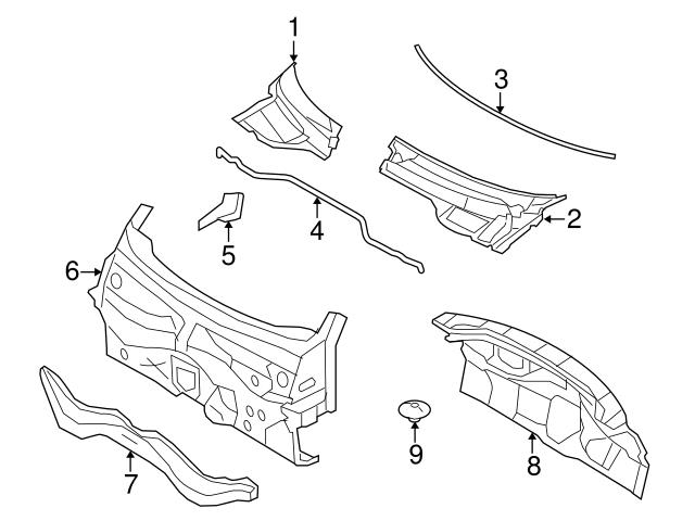 Genuine Mini 51717148848 Cowl Plenum Panel Seal; Front - Mini