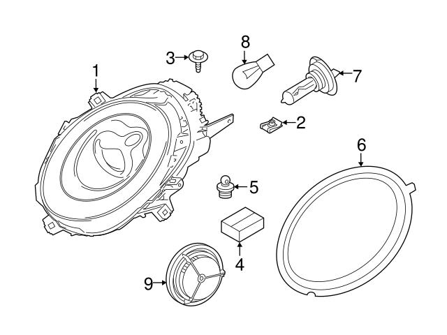 Genuine Mini 63117383206 Headlight Mounting Kit; Left, Right, Front - Mini