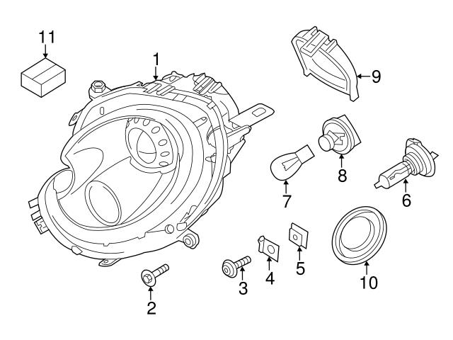 Genuine Mini 63129801033 Headlight Assembly; Left - Mini | 354657031