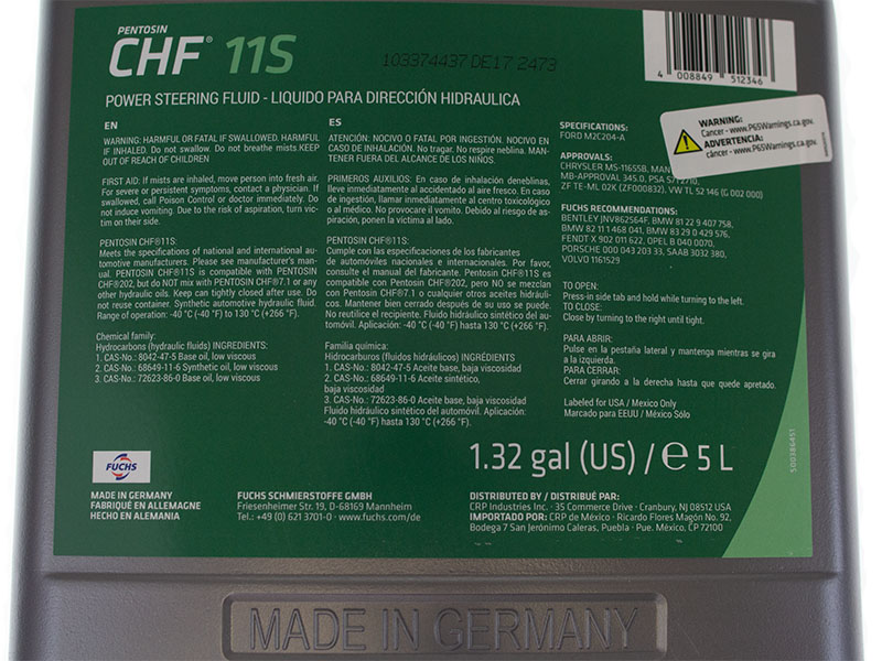 Pentosin 229510004, 1405216 Hydraulic System Fluid; 5 Liter ...