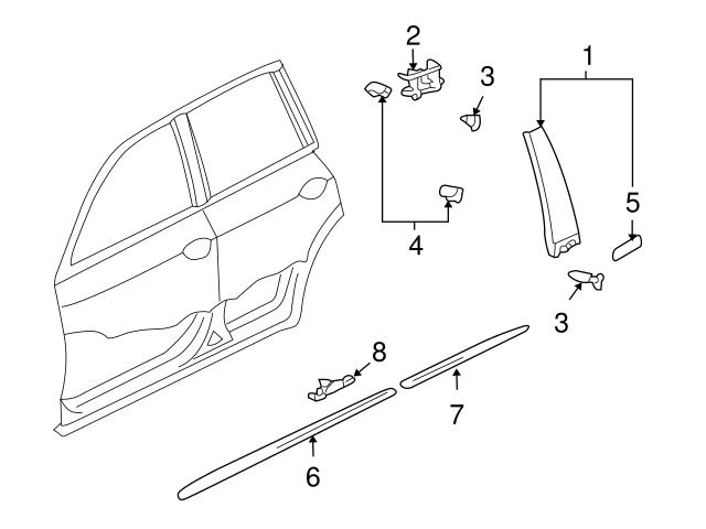 Genuine Porsche 9555593030201C Door Reveal Molding Cap; Front Left ...