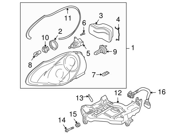 Genuine Porsche 95563123901 Headlight Wiring Harness; Left, Right ...