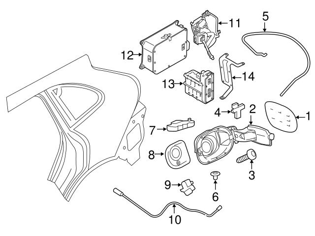 Genuine Porsche 95850492000G2X Hybrid Charging Port Door; Rear - Porsche