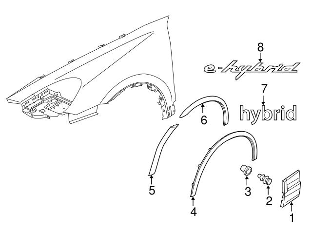 Genuine Porsche 95855949921 Fender Emblem; Front Left - Porsche