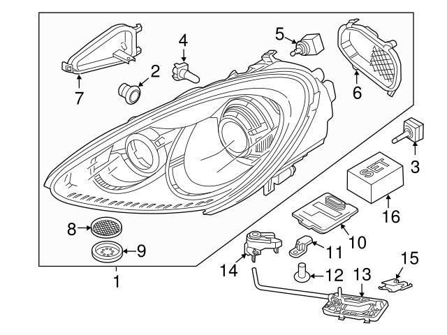 Genuine Porsche 95863119402 Headlight Bracket; Left, Right - Porsche ...