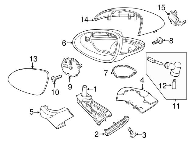 Genuine Porsche 958731020019B9 Door Mirror Cap; Right Rear, Rear Right ...
