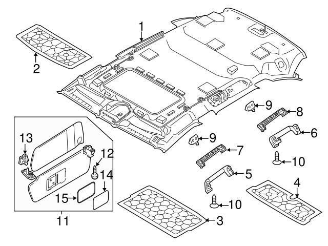 Genuine Porsche 95873155217OR1 Sun Visor Parts; Right - Porsche