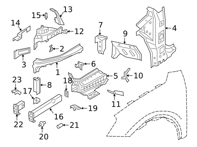 Genuine Porsche 95880364700GRV Frame Rail End Bracket; Left - Porsche ...