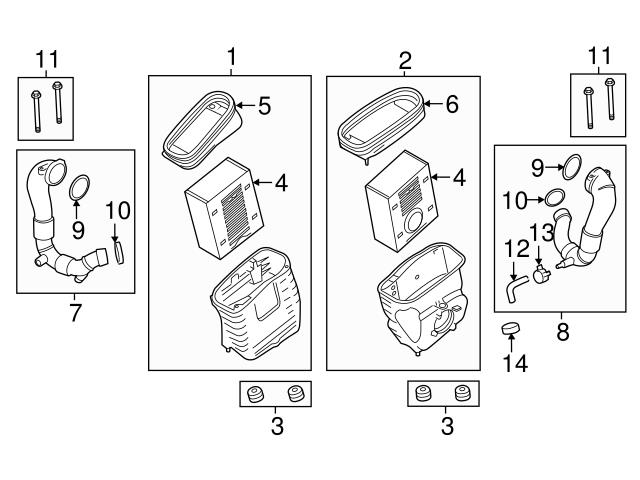 Genuine Porsche 95B129607B Air Filter & Housing Assembly; Right - Porsche