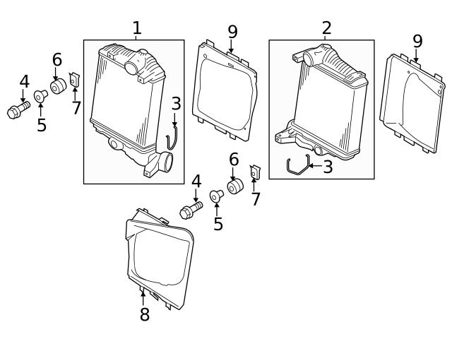 Genuine Porsche 95B145804B Intercooler; Right - Porsche | 95B145804A