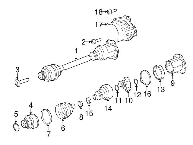 Genuine Porsche 95B407341B CV Joint; Front Inner - Porsche