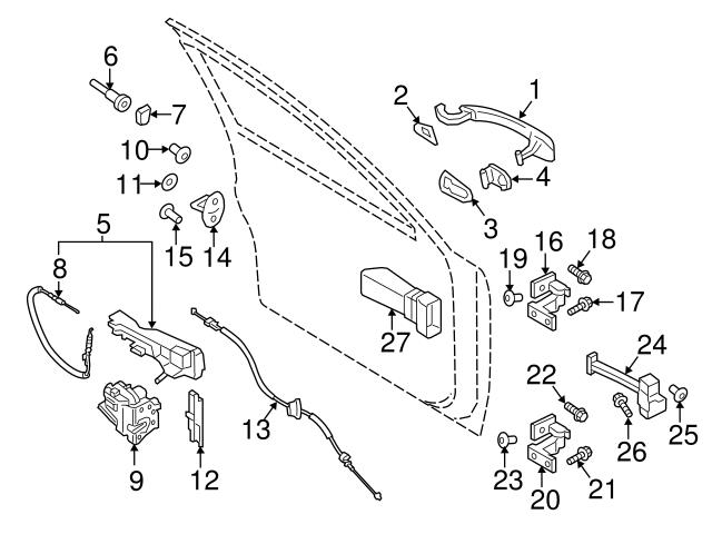 Genuine Porsche 95B800375K Exterior Door Handle Base; Left - Porsche