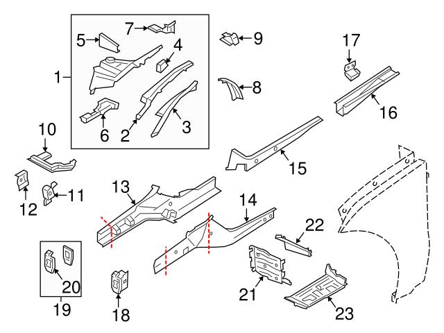 Genuine Porsche 95B805831AYGRV Headlight Bracket; Left - Porsche ...